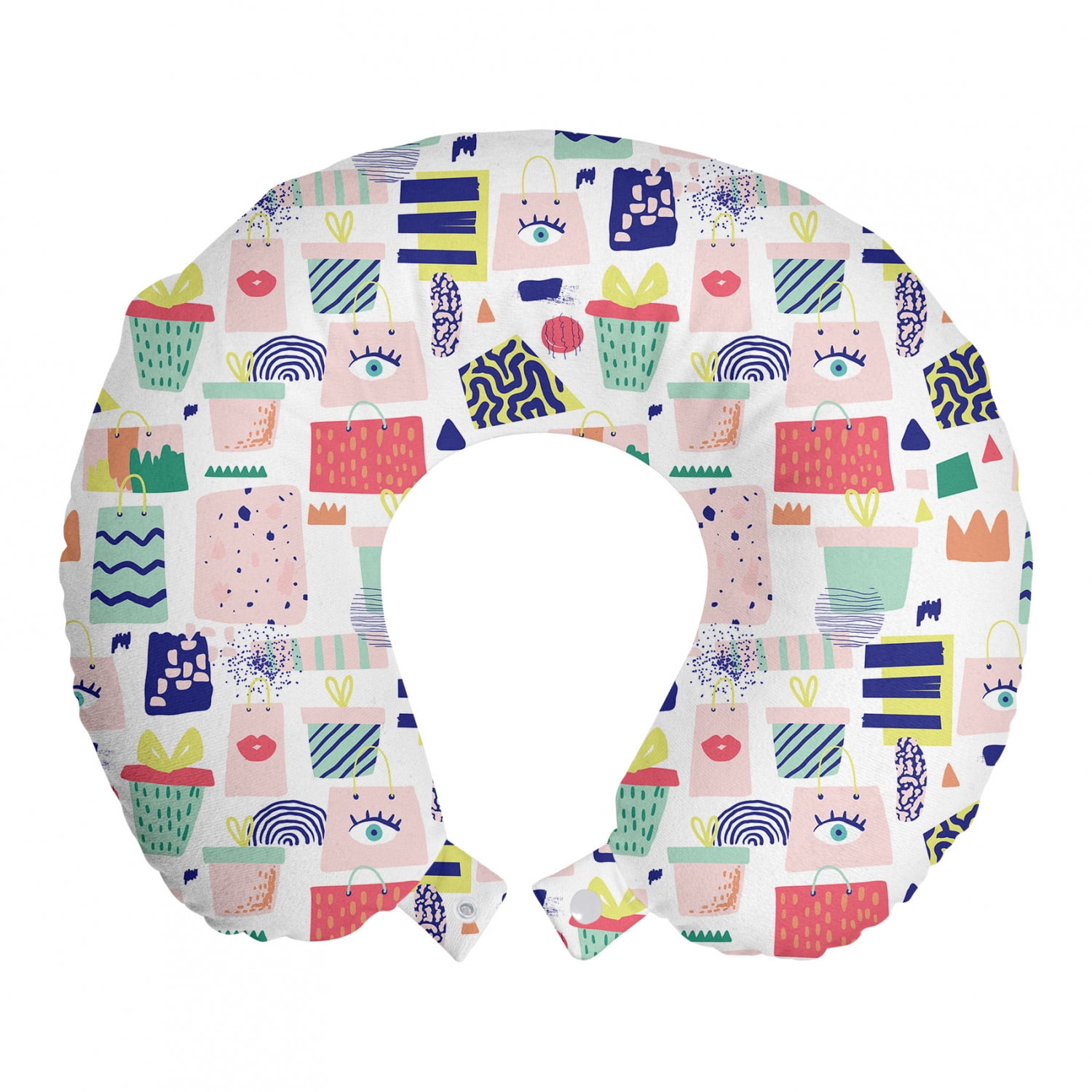 Modern Travel Pillow Neck Rest, Doodle Shopping Bags Gift Boxes and ...