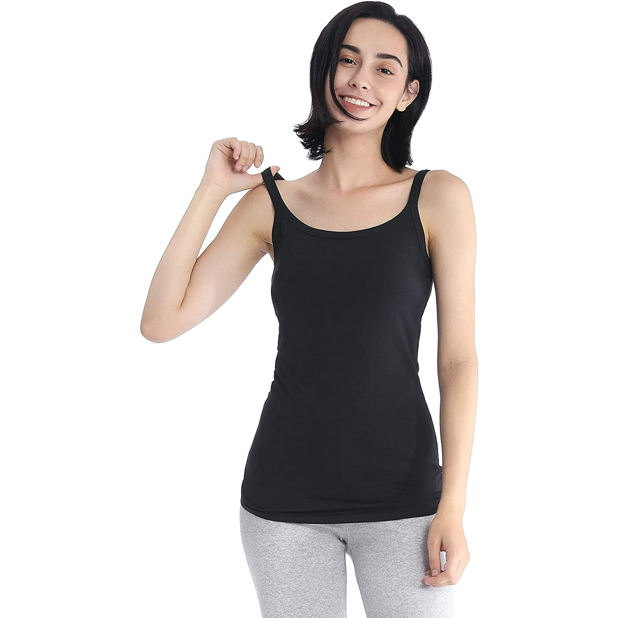 Hesignd Women s Tank Top Bamboo Rayon Camisole Long Length Layering Tank Tops Camis 3 Pack S xl Other L