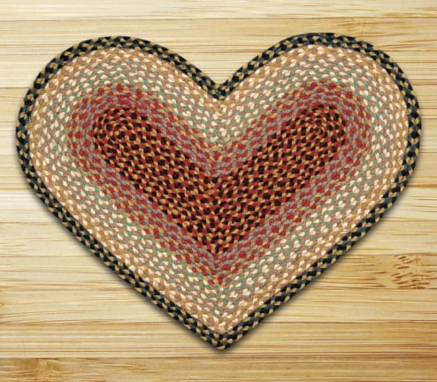 C-57 Burgundy-Gray-Cream Heart Braided Rug 20x30 - Walmart.com