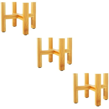 2 Pieces Flower Pots for Indoor Plants Riser Ornament Wooden Base Vase ...