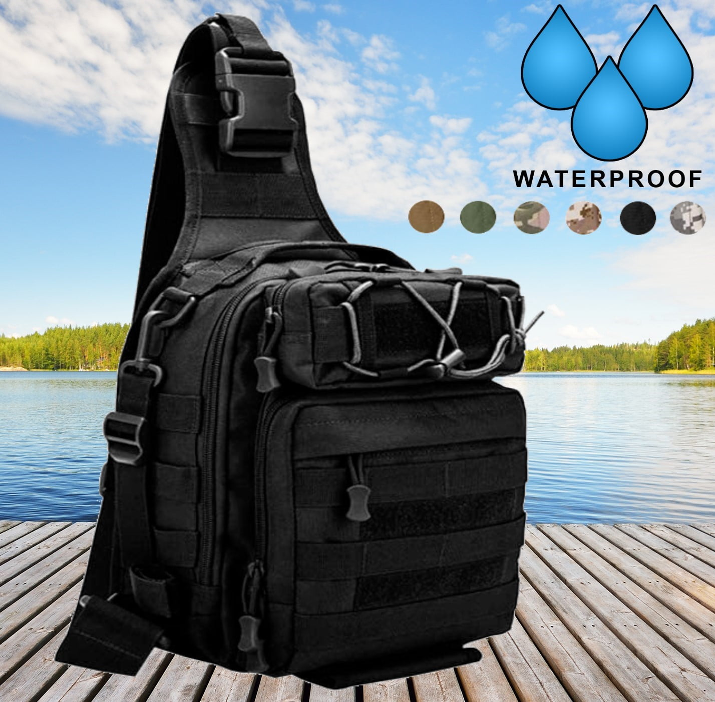 Waterproof Fishing Backpack Storage Bag Travel Backpack (Black ...