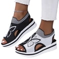 Black Ladies Woven Thick Sole Sandals Open Toe Fish Mouth Beach Summer ...