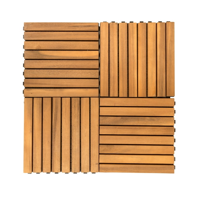 10-Pack Acacia Interlocking Wood Decktile - 8 slats - Walmart.com