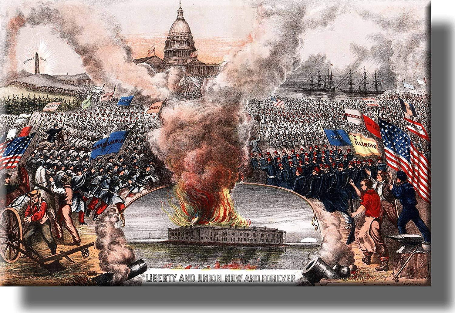 Liberty and Union Civil War Picture Made on Stretched Canvas Wall Art ...