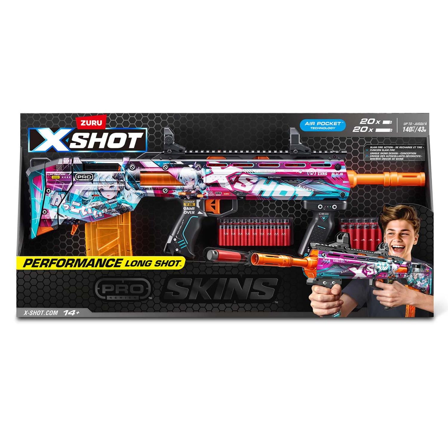 ZURU X-SHOT Pistola de Juguete Skins Pro Longshot Anime 40 dardos ...