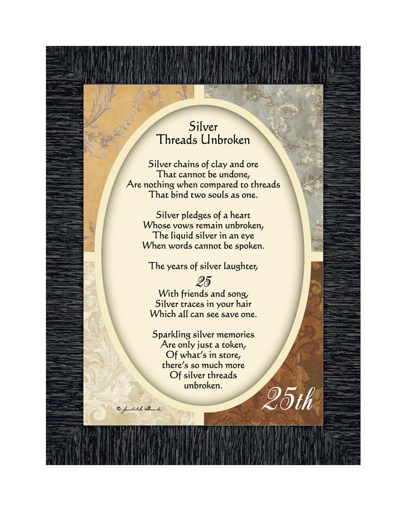 Silver Threads Unbroken Framed Poem, Silver 25 Anniversary Gift or ...