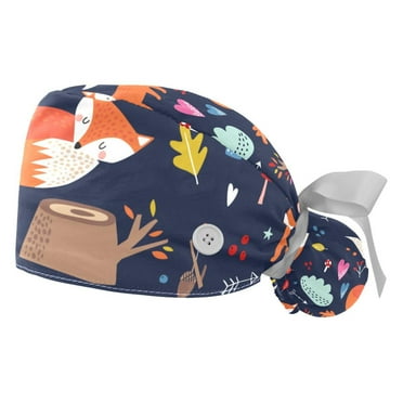 2PCS Long Hair Working Cap with Buttons and Sweatband Ribbon Tie Back ...