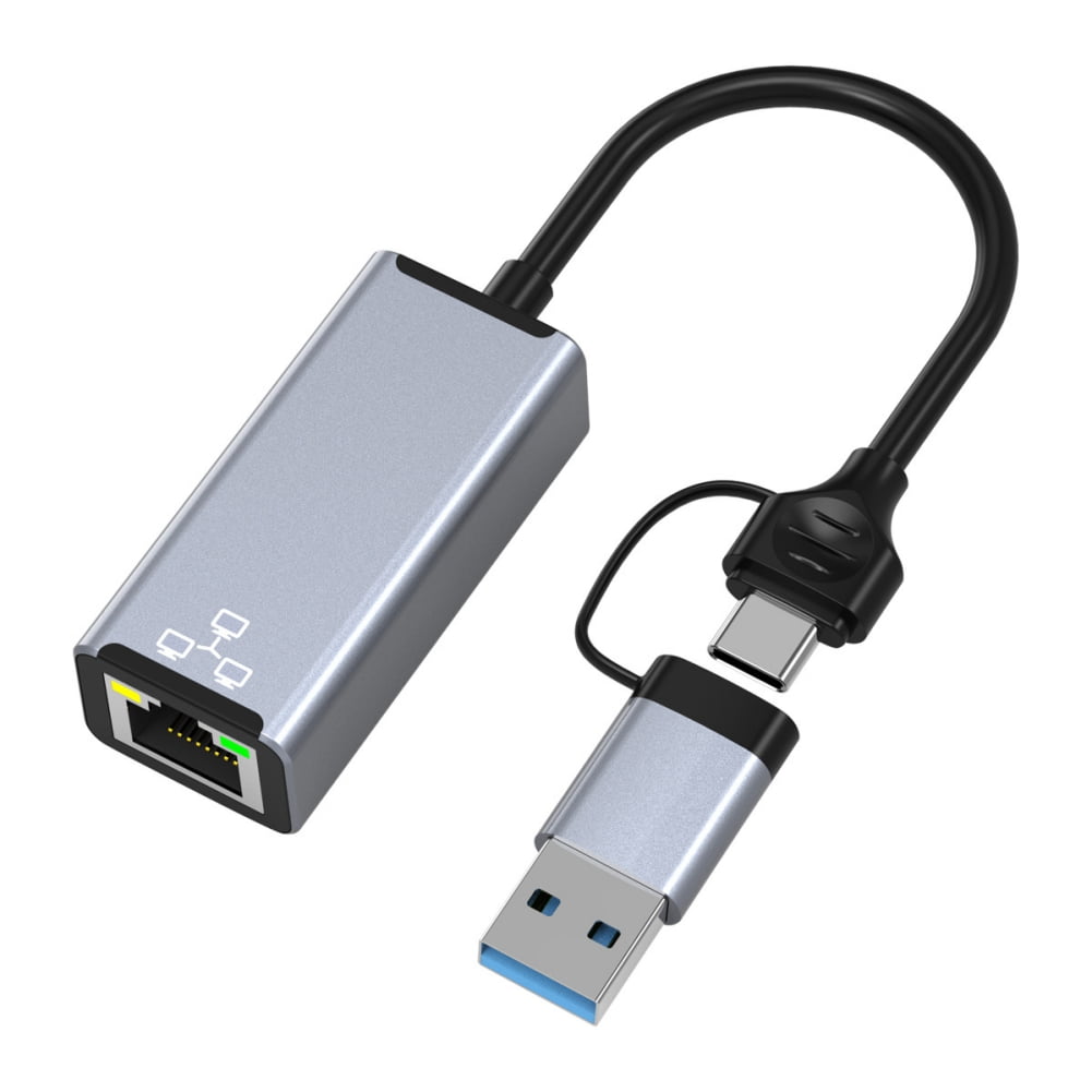 USB to Ethernet Adapter, Type C to RJ45 Gigabit Ethernet Adapter, 2-in ...