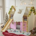 CITYLE Full Size House Loft Bed with Sills and Tents, Solid Wood Loft ...