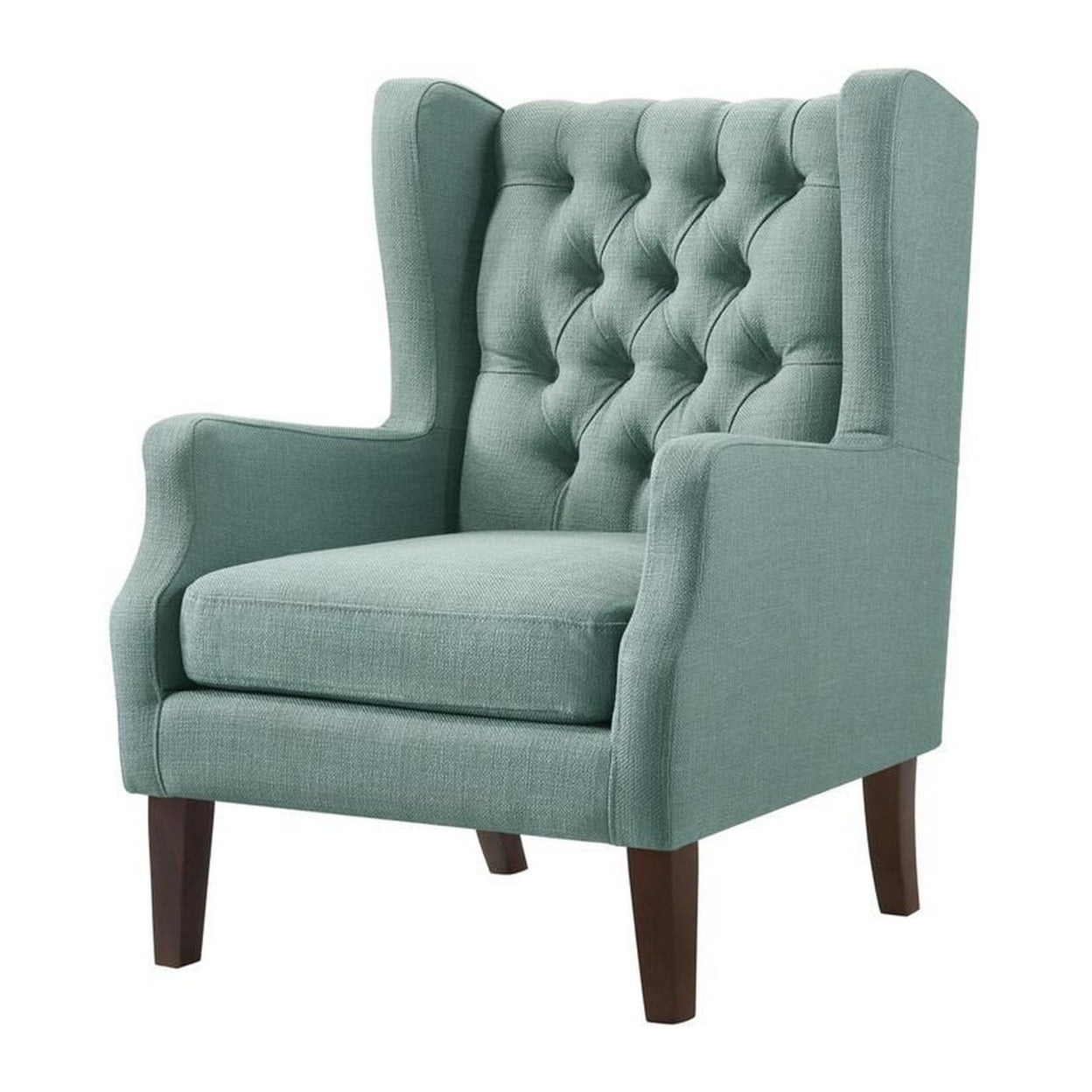 Keva 31 In. Accent Chair, Deep Button Tufted Wingback, Soft Teal Fabric ...