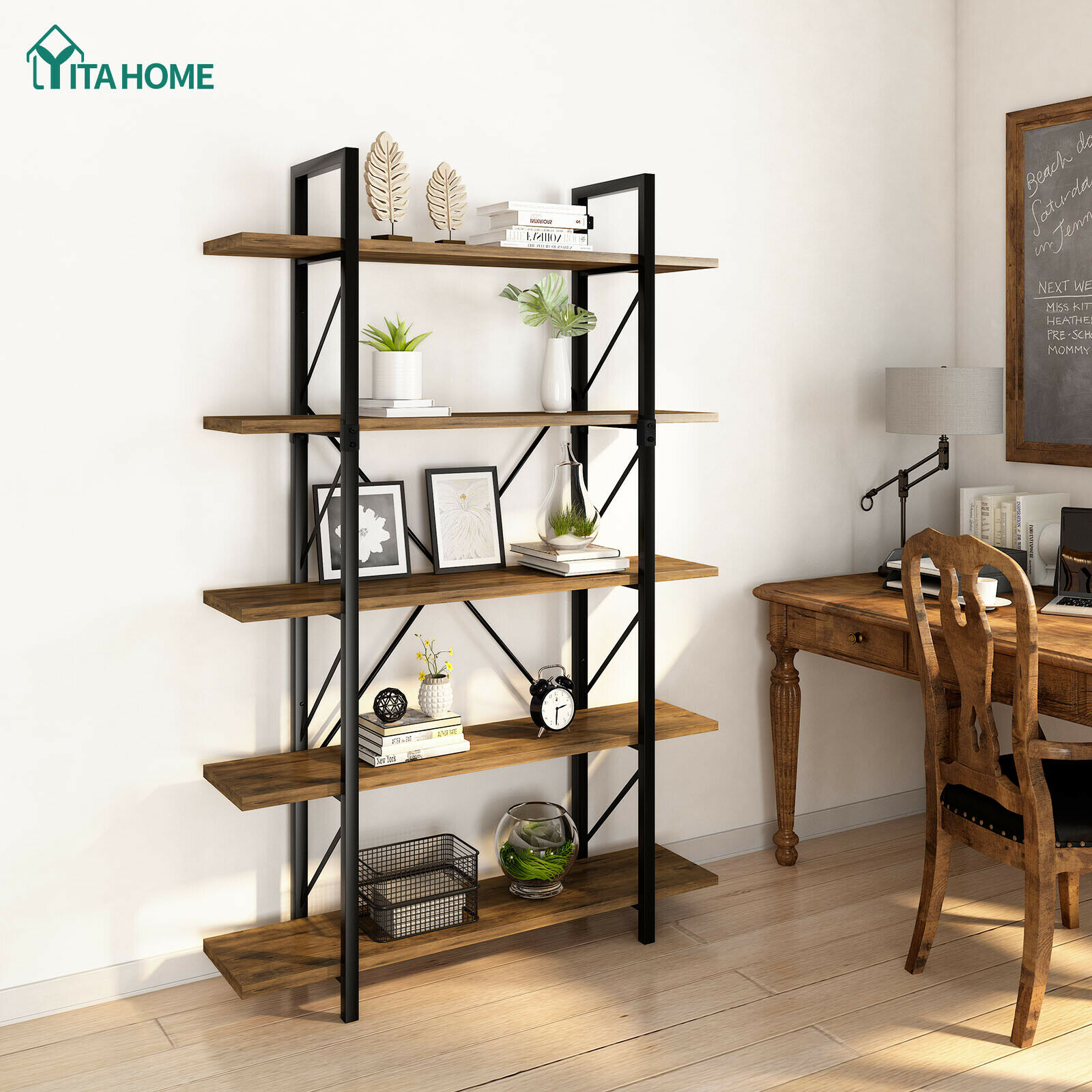 DWVO 5 Tier Bookshelf, Open Freestanding 5 Shelf Bookcase Storage ...