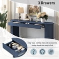FFZ 59.8" Modern Oak Console Table with 3 Drawers, Shelf, Semi-Circular ...