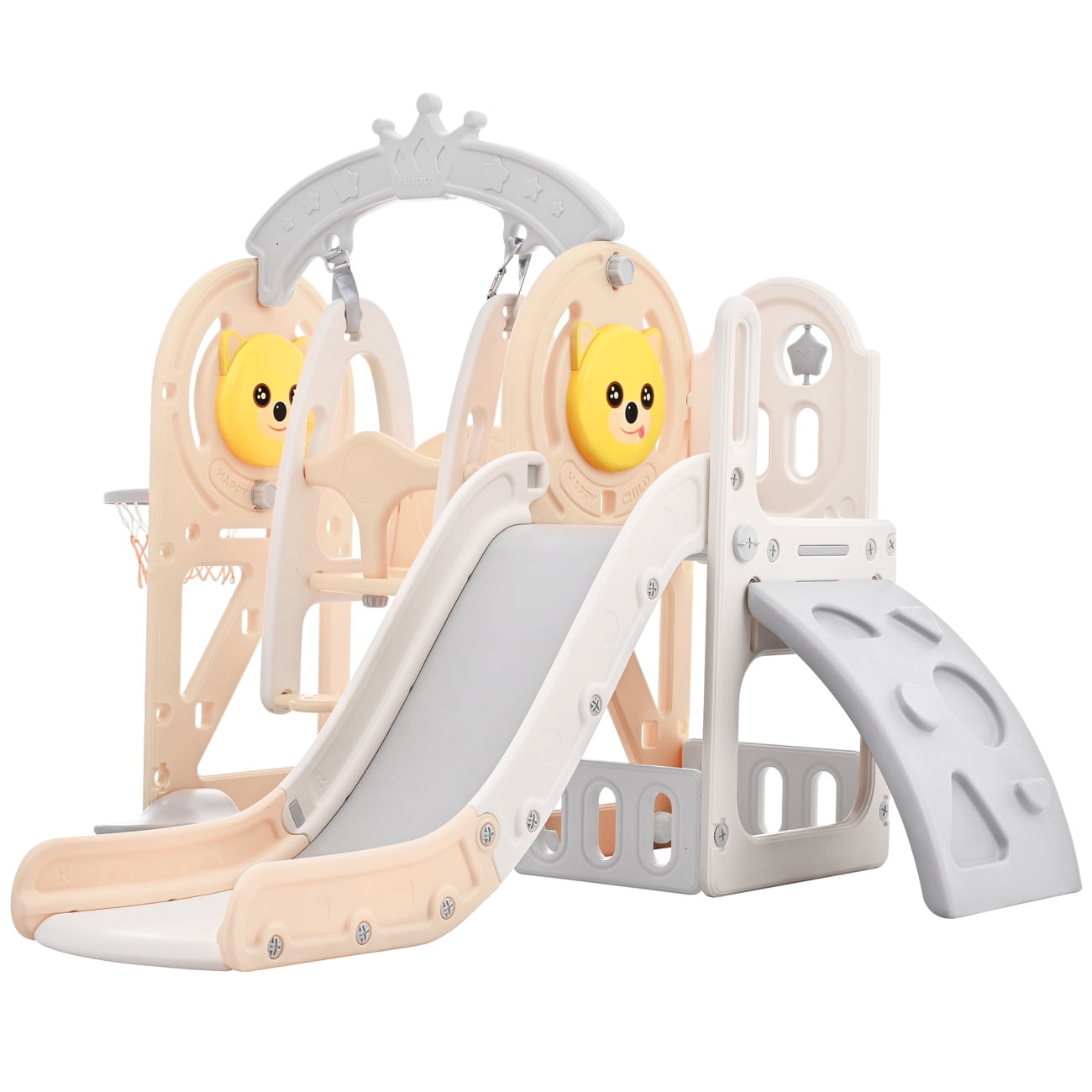 Kids Playground Climber Slide Playset with Basketball Hoop, 5-in-1 ...