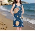 DIXRUYEE Womens Dresses Loose Neck Sleeveless Oversize Capybara Space ...