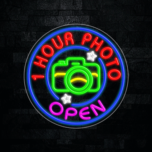 1 Hour Photo LED Neon Sign 26"L x 26"H #31836 - Walmart.com