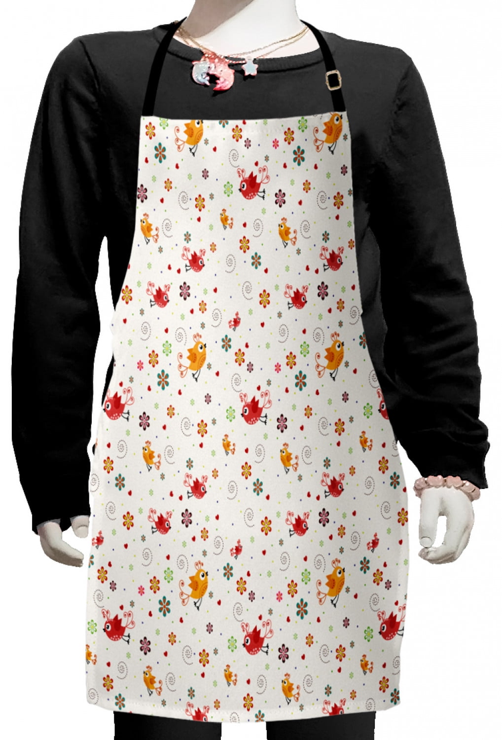 Nursery Kids Apron, Birds Swirls Flowers and Mini Hearts Nature ...