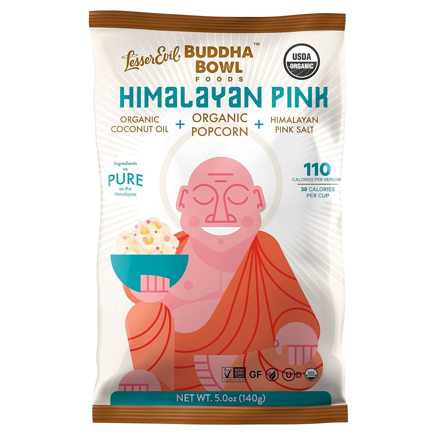 Lesser Evil Organic Himalayan Pink Salt Popcorn, Non GMO, 4.6 Ounces ...