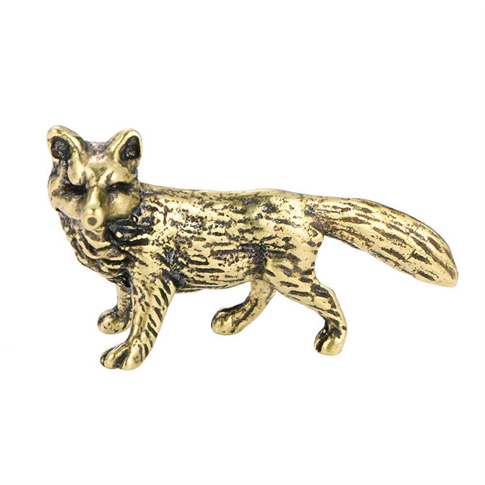 Solid Brass Fox Figurine Miniature Tea Pet Ornament Crafts Vintage ...