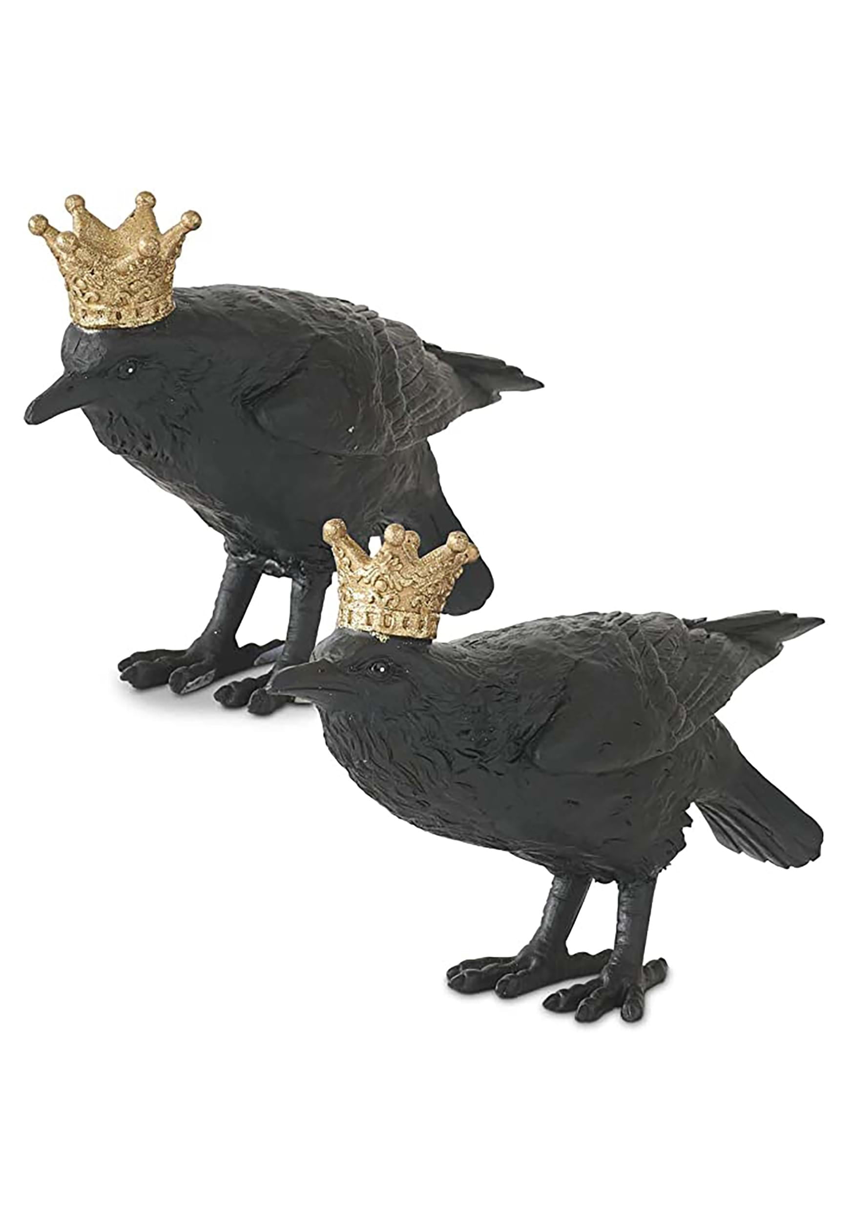 Set of Two Resin Crows with Gold Crowns - Walmart.com