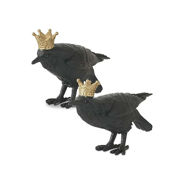 Set of Two Resin Crows with Gold Crowns - Walmart.com