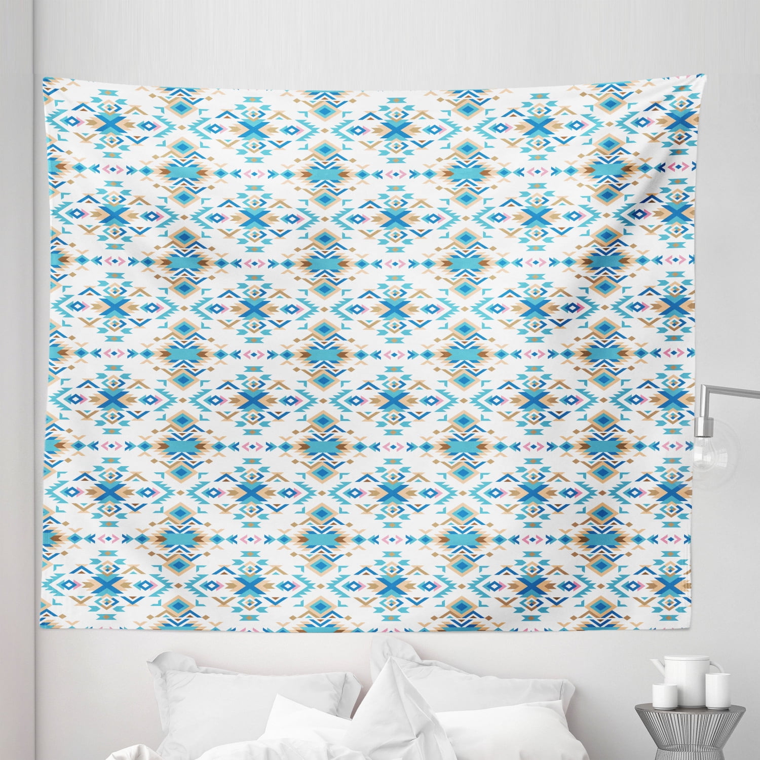 Geometric Tapestry, Art of Colorful Tribal Inspired Shapes, Fabric Wall ...