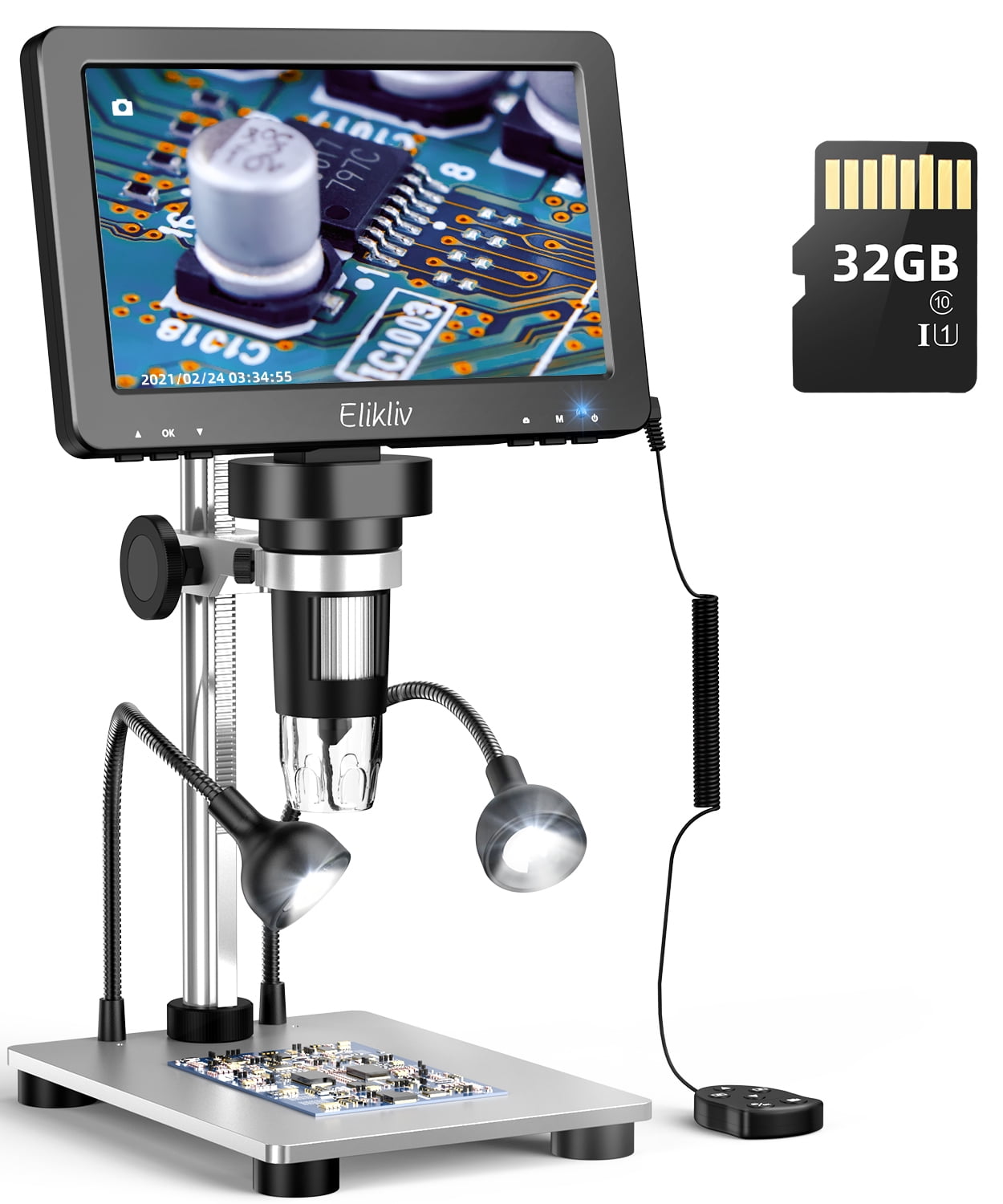Elikliv 7'' Digital Microscope with 32GB Card, 1080P Handheld USB ...