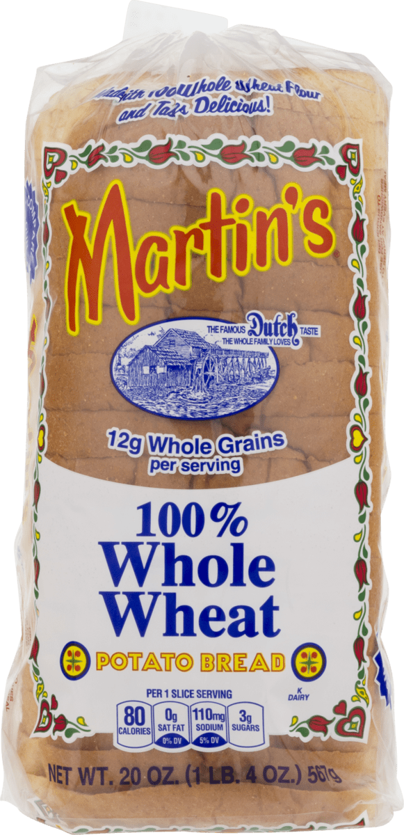 Martin's Famous Pastry 100% Whole Wheat Potato Bread- 4 Loaves ...