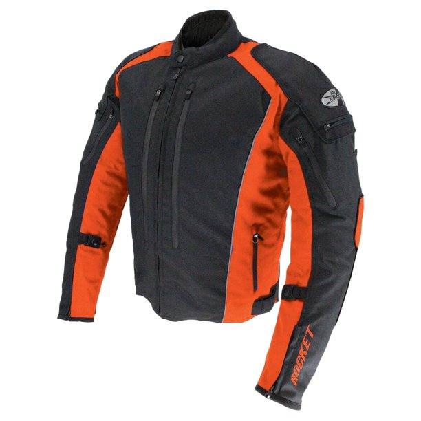 Joe Rocket Turbulent Mens Textile Motorcycle Jacket Black/Orange LG ...