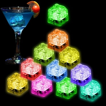 Light Up Ice Cubes, 12 Pack Multi Color Led Ice Cubes for Drinks with ...