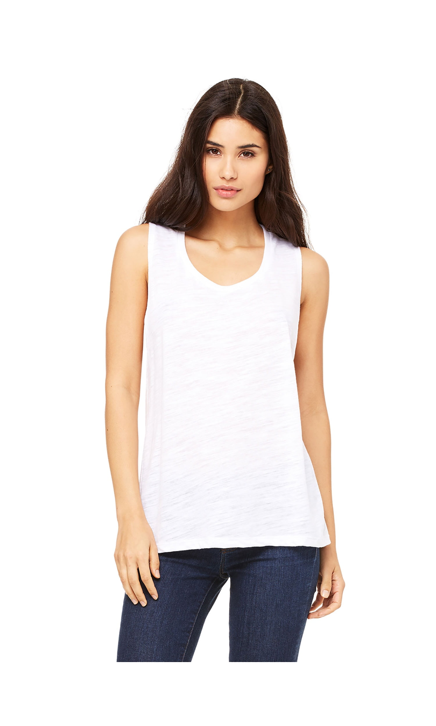 BELLA+CANVAS - Bella Canvas Women's Low Cut Flowy Scoop Muscle Tank Top ...