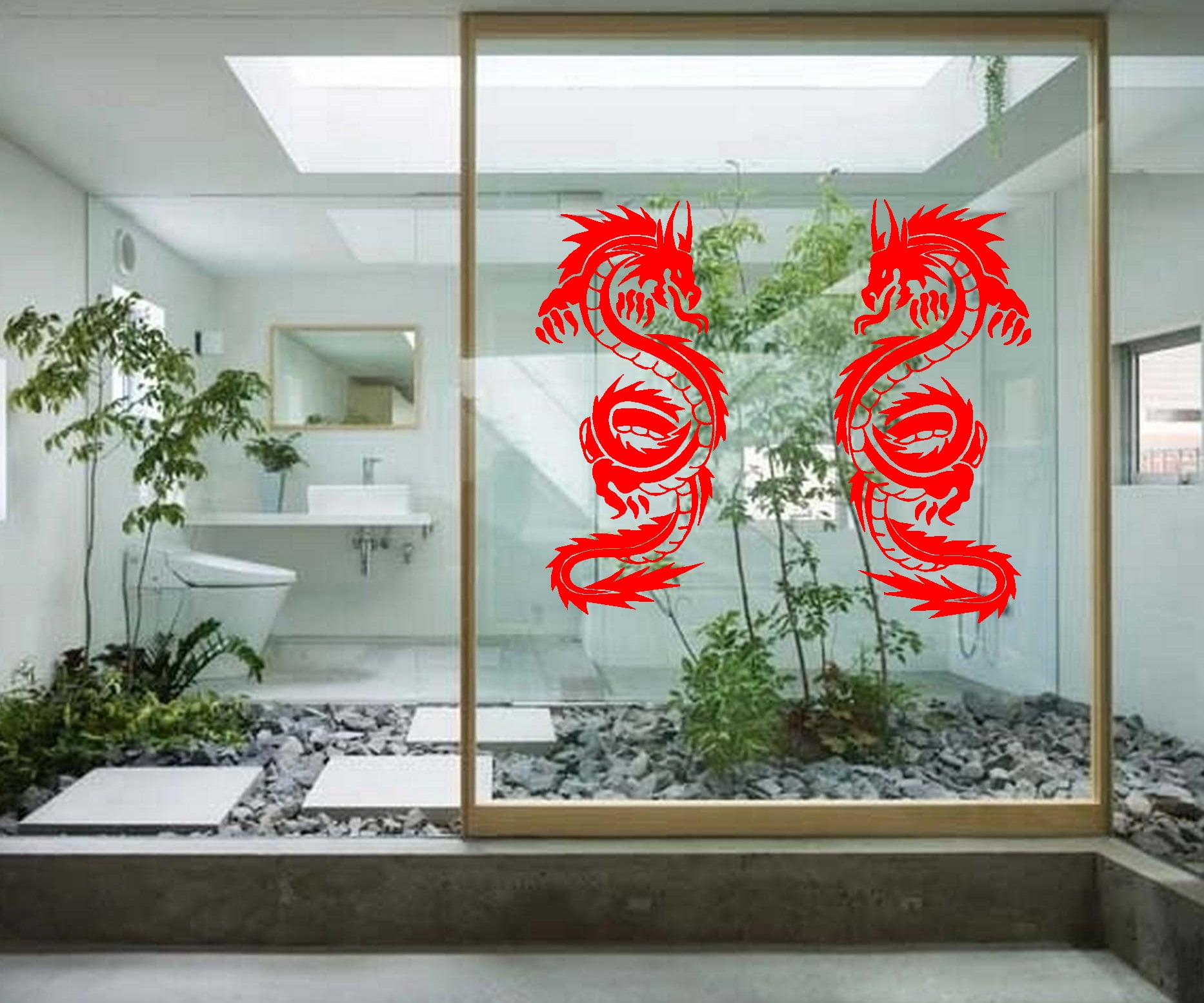 Decal ~ Chinese Dragon: Wall or Window Decal 13" x 28" each QTY 2 (Red ...