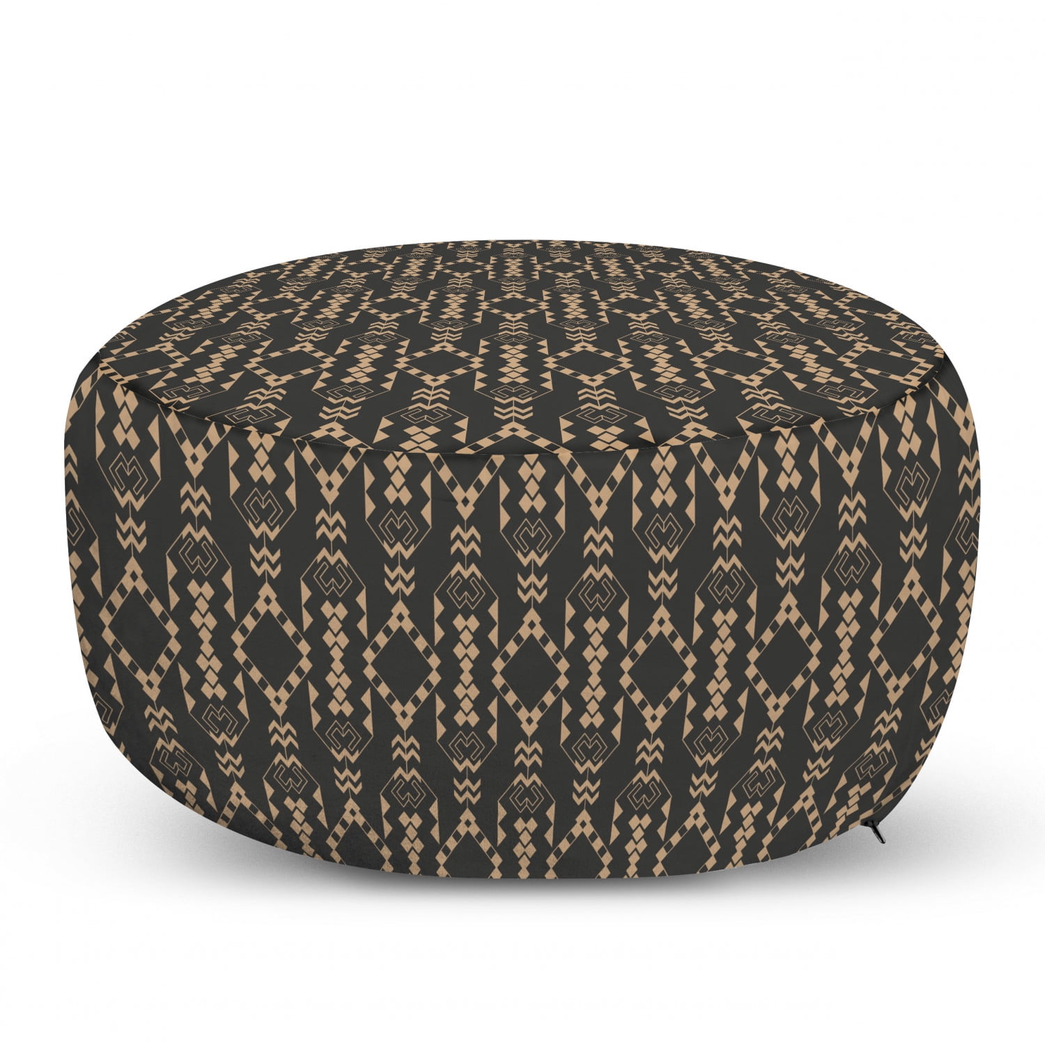 Ethnic Pouf Cover with Zipper, Retro Aboriginal Culture Damask Pattern ...