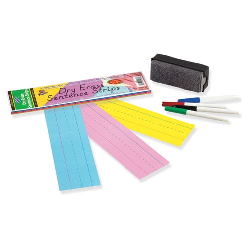 Dry Erase Sentence Strips, 12 X 3, Blue; Pink; Yellow, 30/pack | Bundle ...