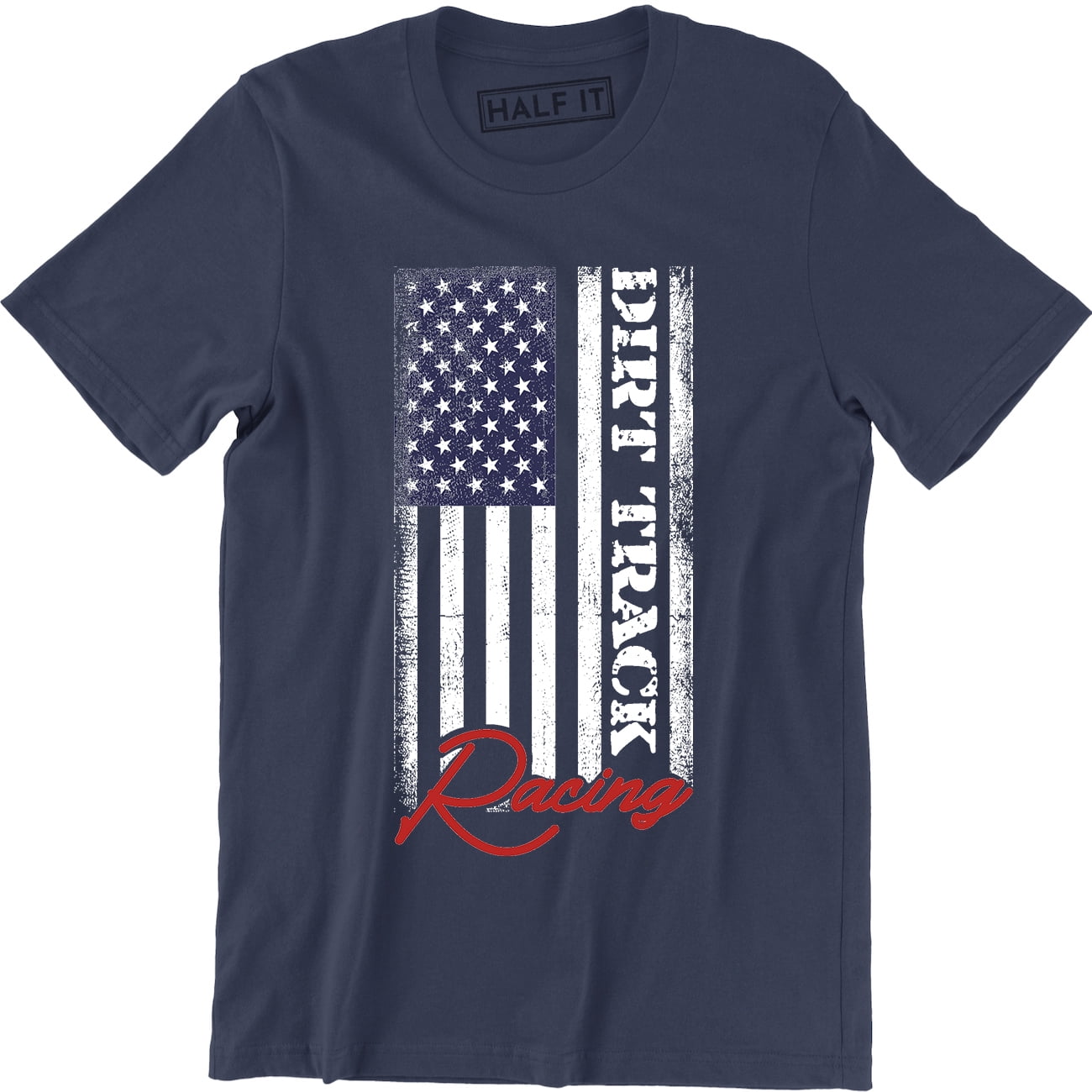 Half It - Patriotic American Flag Dirt Track Racing Mens Running ...