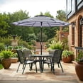 ABBLE Outdoor Patio Umbrella 9 Ft Stripe with Crank and Tilt, Weather ...