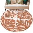 Burnt Orange Palm Leaves 6' Round Rug for Living Room Under Coffee ...