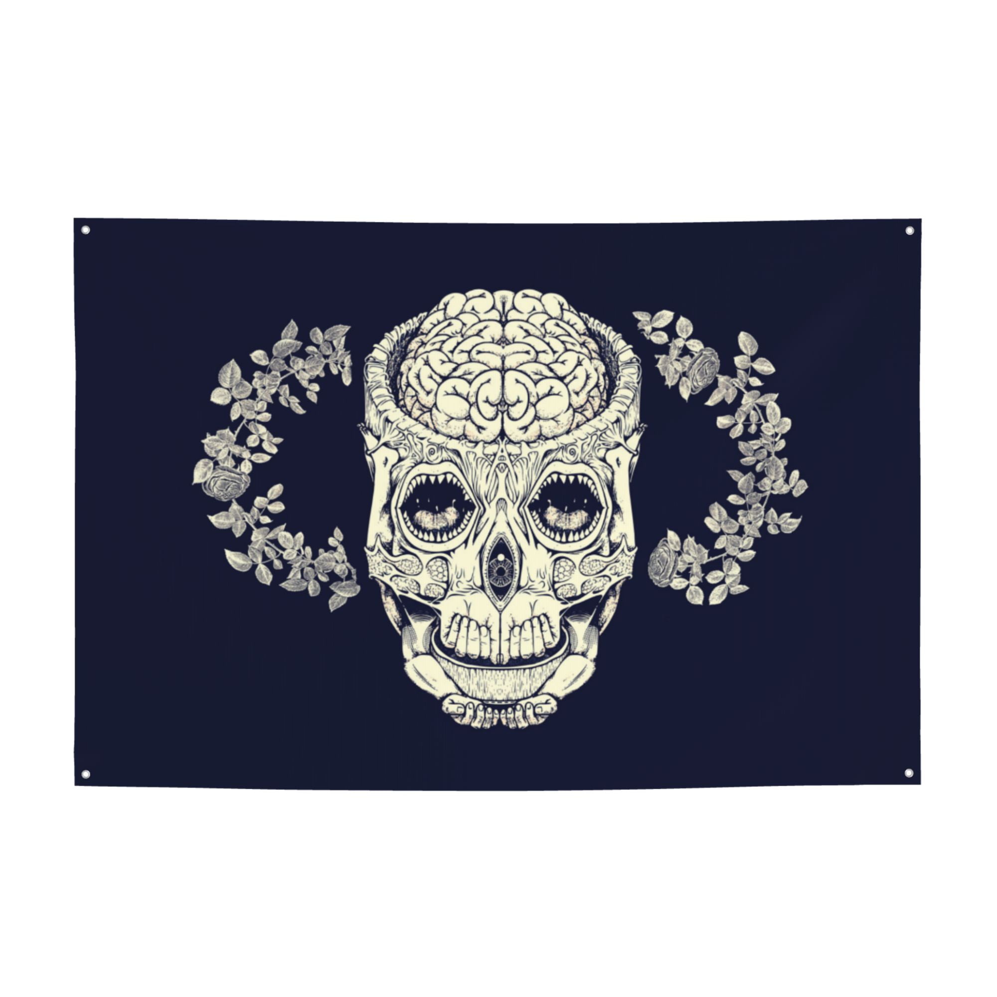 Horror Bone Hands Skull Brain Sign Banner, Death Skeleton Hanging ...