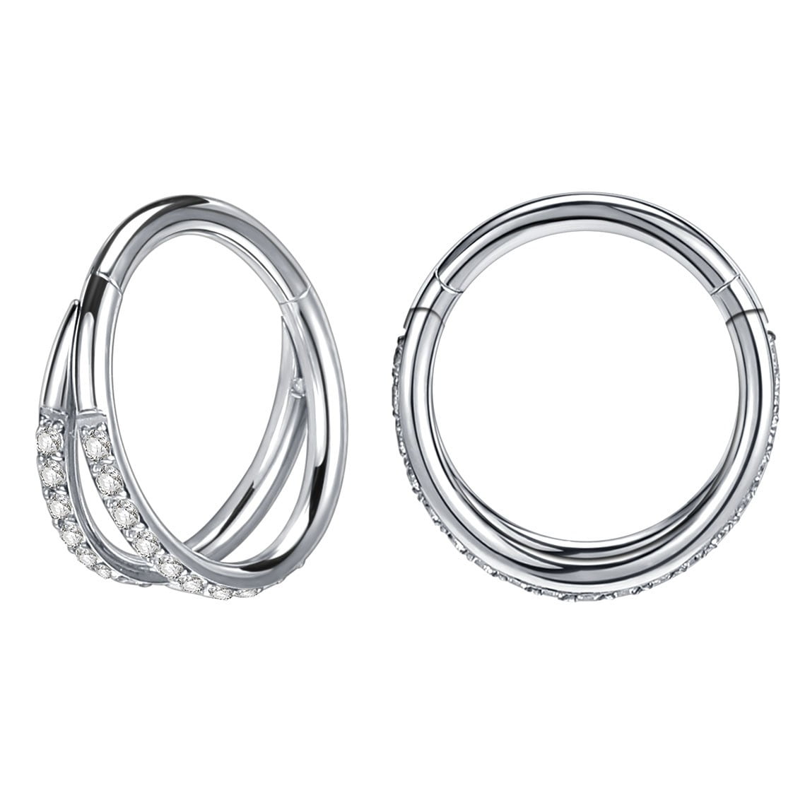 16G G23 Titanium Nose Septum Clicker Piercing Double Layer Conch Helix ...