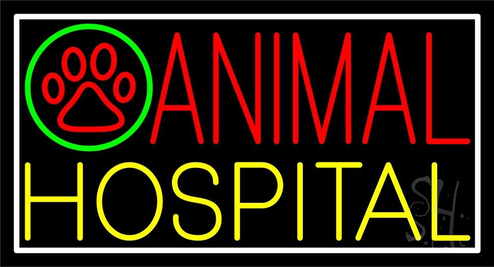 Red Animal Yellow Hospital Logo LED Neon Sign 20" Tall x 37" Wide ...