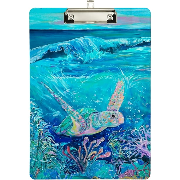 KXMDXA Ocean Sea Turtle Clipboard Hardboard Wood Nursing Clip Board and ...