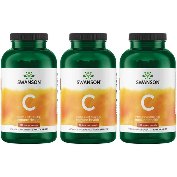 Swanson c-500 - Vitamin C with Rose Hips 500 mg 400 Caps 3 Pack ...