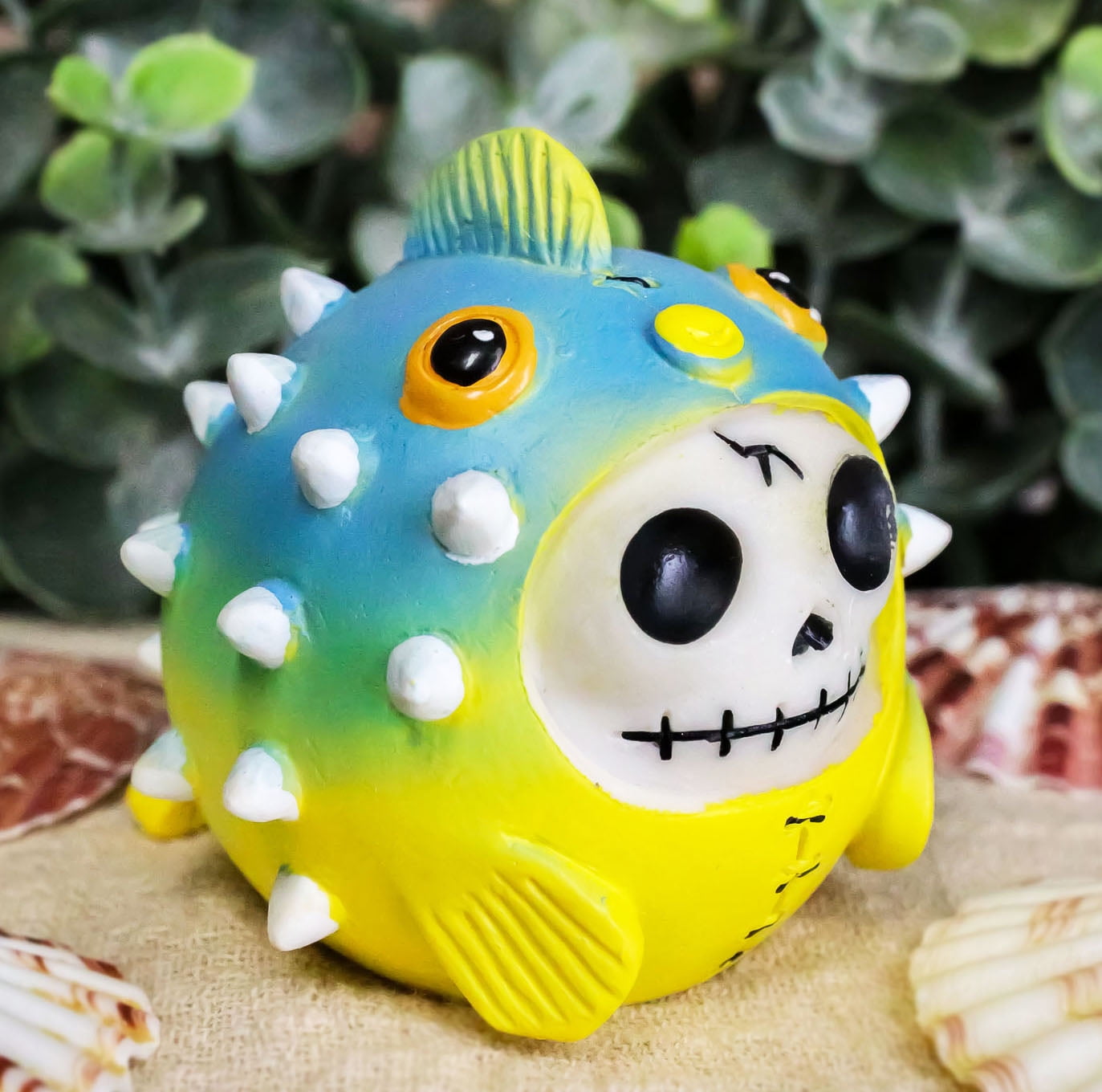 Ebros Furry Bones Puffington The Fugu Pufferfish Skeleton Figurine 2" H ...