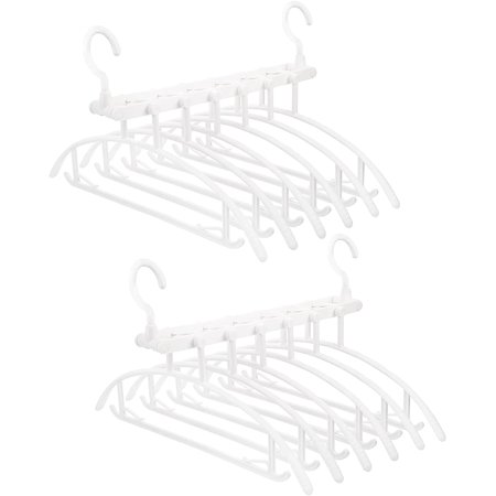 2 Pack Plastic Hanger Racks 6 in 1 Space Saving Hangers Shirt Hangers ...