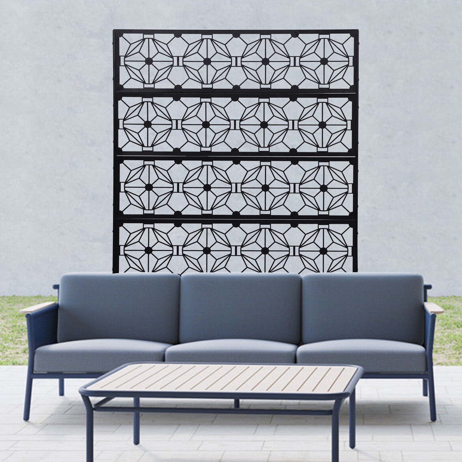 Outdoor Privacy Screen with Stand,5.9ft High Floral/Leaves/Wave/Rhombic ...