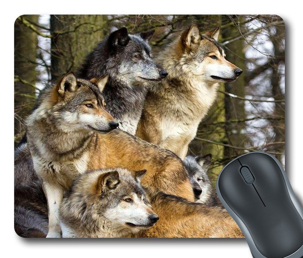 GCKG Wolfs Wild Animal Mouse Pad Personalized Unique Rectangle Gaming ...