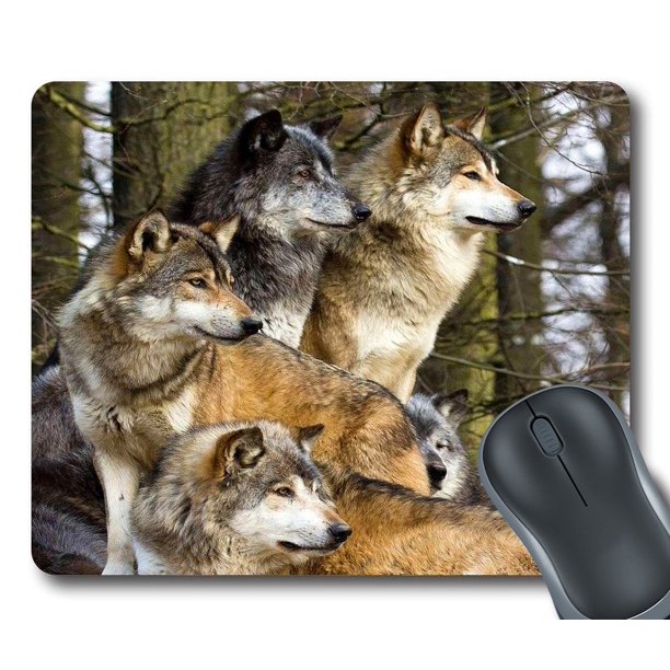 GCKG Wolfs Wild Animal Mouse Pad Personalized Unique Rectangle Gaming ...