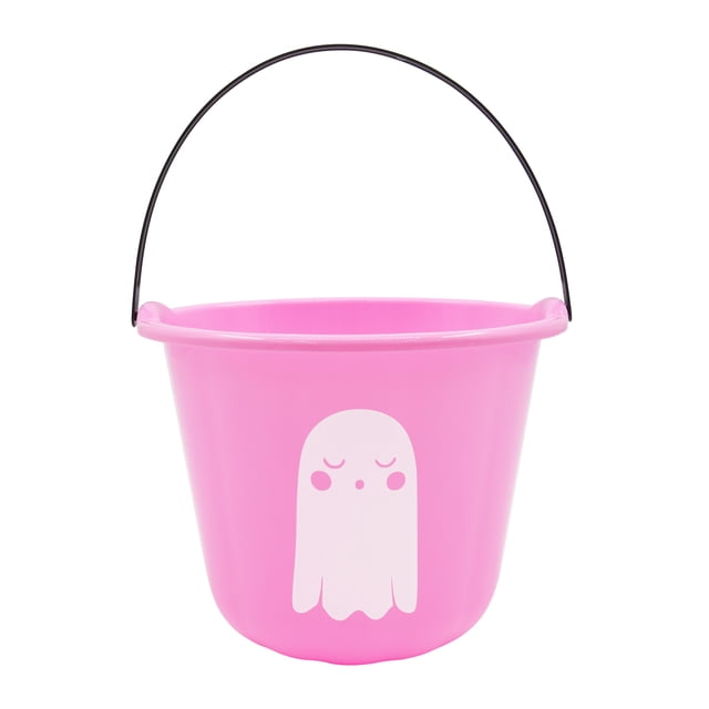 Halloween Boo Trick-or-Treat Pink Candy Bucket with Handle, Plastic, 1 ...