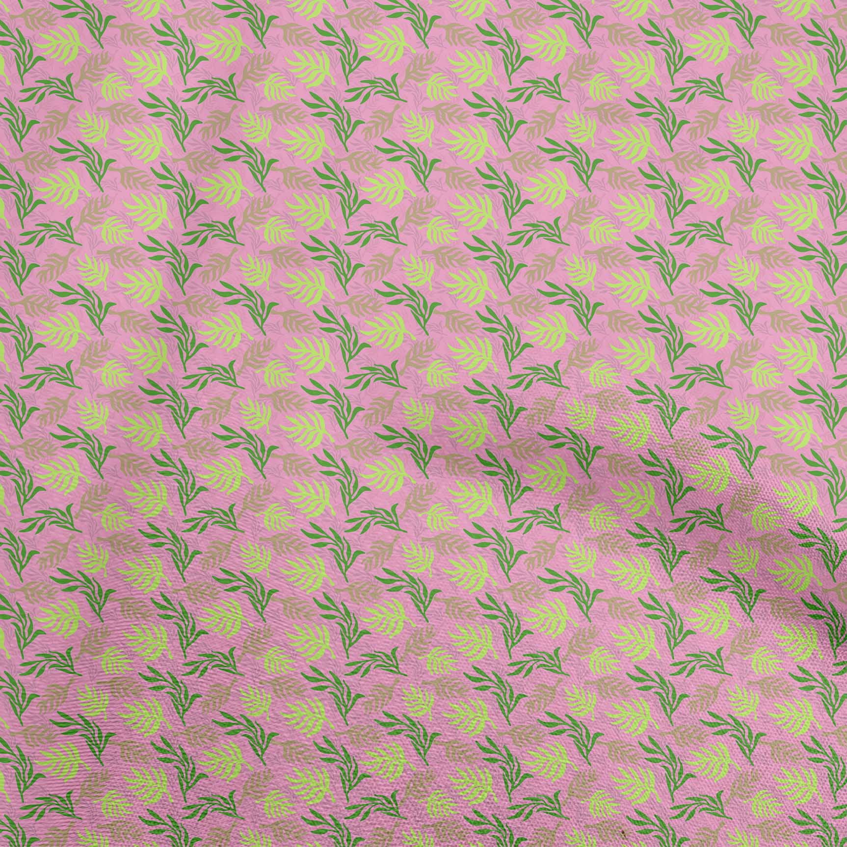 oneOone Silk Tabby Pink Fabric Leaves Diy Clothing Quilting Fabric ...