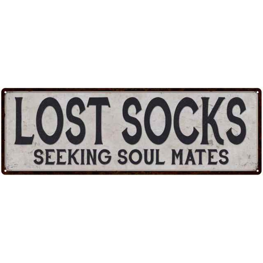 Lost Socks Vintage Look Reproduction Black on White 8x24 Metal Sign ...