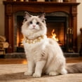 Faux Pearl Dog Collar Adjustable Pet Necklace Soft Ceramic Beads for ...